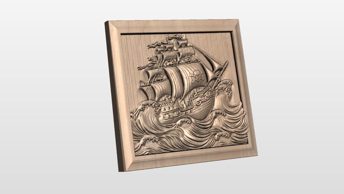 Pirate Ship in Angled frame STL file – Chris Design Co.